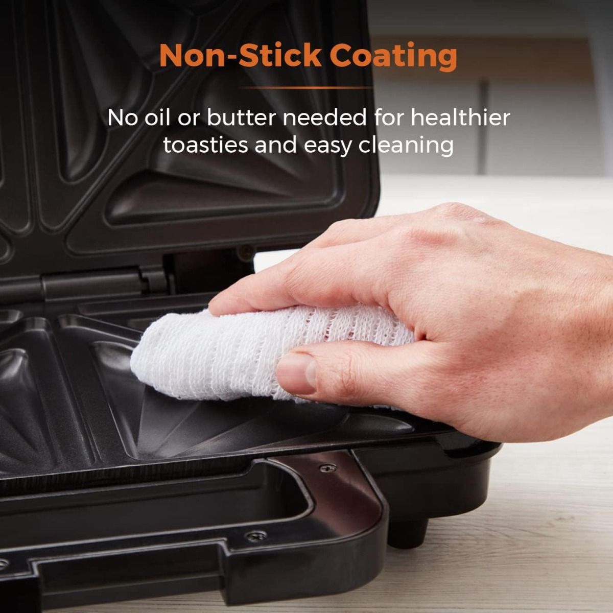 Tower T27031 Sandwich Toaster - Black-Stainless Steel