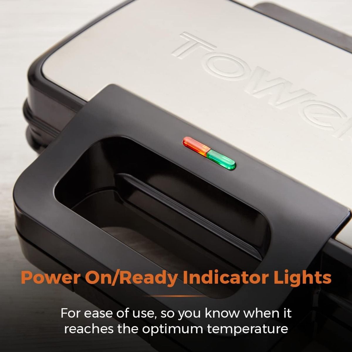 Tower T27031 Sandwich Toaster - Black-Stainless Steel