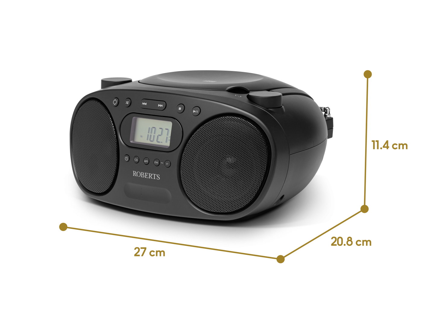 Roberts-Radio ZOOMBOXFMBK FM/MW/CD Stereo Radio Black