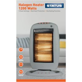 Status International HH-1200W1PKB Oscillating Grey Halogen Heater